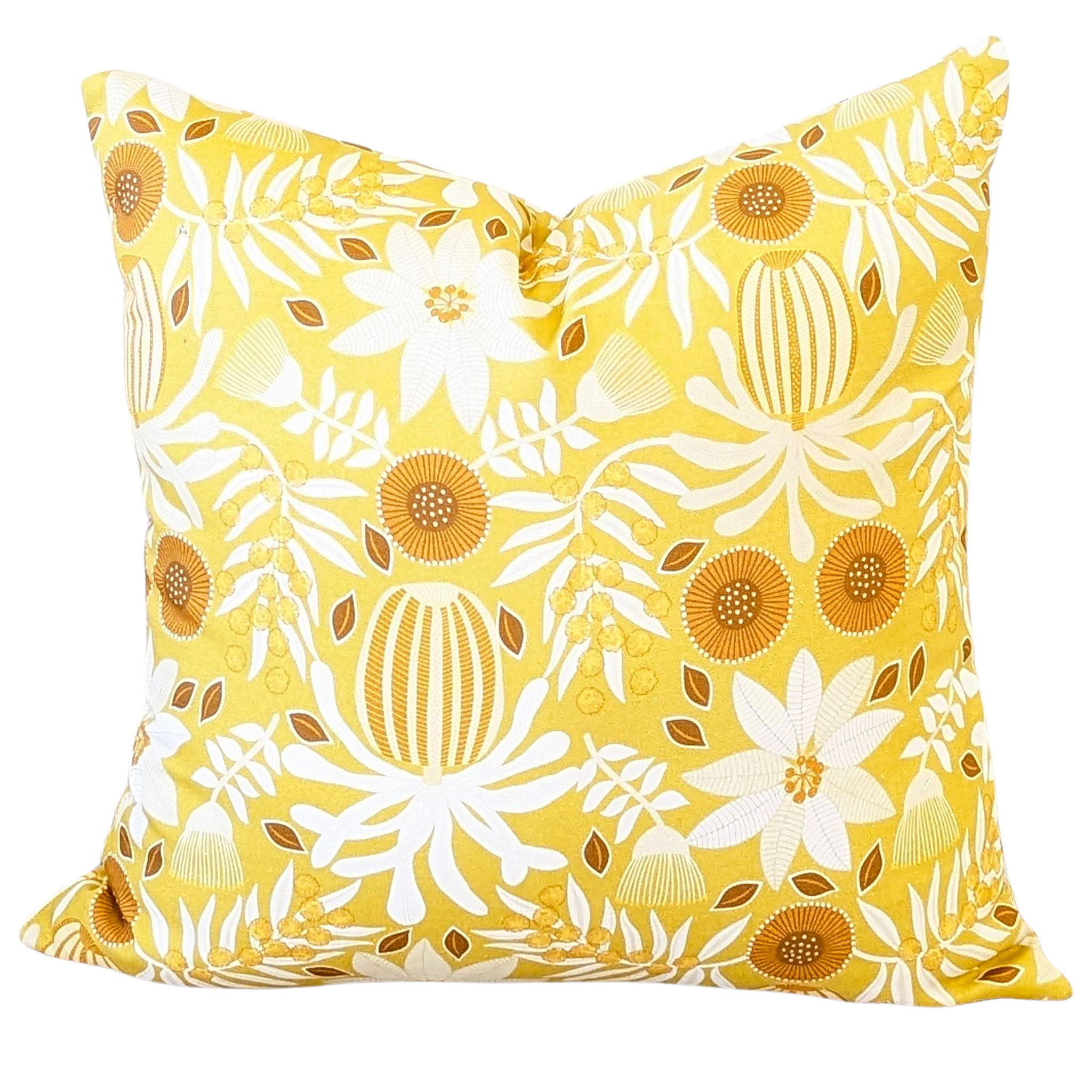 Wattle Mustard Cushion Cover – made in Australia – Emotive Collection